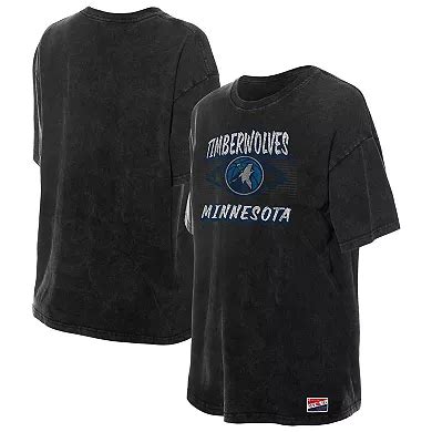 Womens New Era Black Minnesota Timberwolves Throwback Mineral Wash Oversized T Shirt