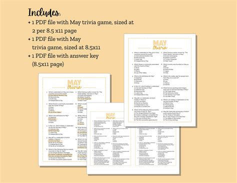 May Trivia Printable Game May Quiz Question And Answers May Themed