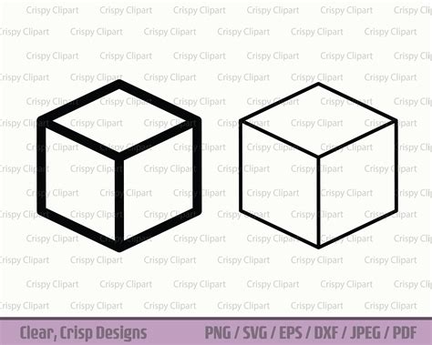 Cube Outline Svg 3d Shapes Clipart Geometry Vector Art Square Block