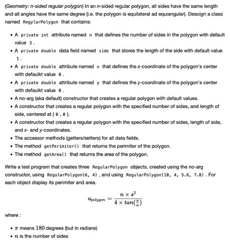 Solved Geometry N Sided Regular Polygon In An N Sided Chegg