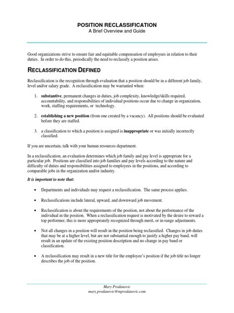 Position Reclassification Eclassification Efined Pdf Government