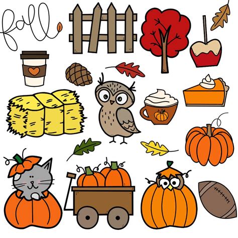 Cute Fall And Halloween Clip Art Halloween Illustrations Fall