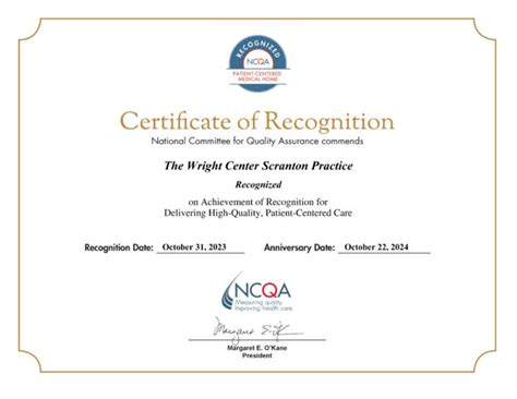 Ncqa Scranton 2023 24 Certificate The Wright Center