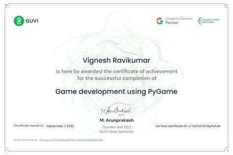 Vignesh Ravikumar On Linkedin Pygame Guvi
