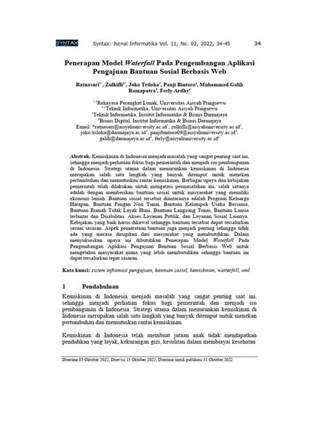 Penerapan Model Waterfall Pada Pengembangan Aplikasi Pengajuan Bantuan