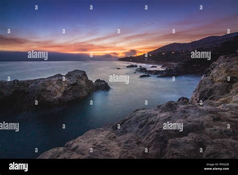 Colorful Coastal View Of Leo Carrillo State Beach After Sunset From