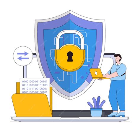 Premium Vector Data Encryption Vector Illustration Concept With Characters Secure Data