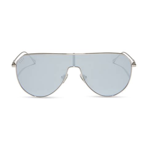 Dash Shield Shield Sunglasses Silver And Silver Mirror Diff Eyewear