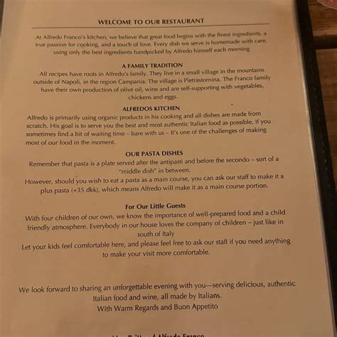 Osteria Alfredo Copenhagen Indre By Inner City Menu Prices
