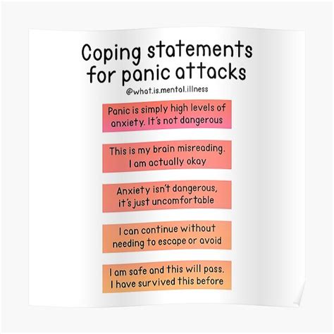 Panic Attack Coping Statements Poster For Sale By Jadelarivee Redbubble