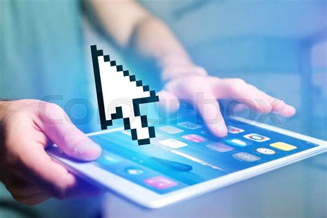 Pixeled Black And White Mouse Pointer Displayed On A Futuristic