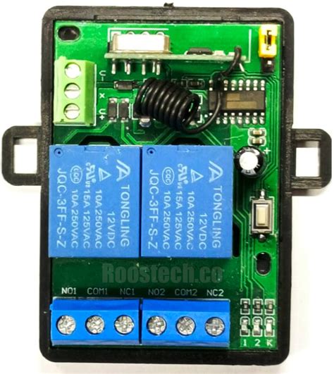 Modulo Receptor Rf 2 Canales 12v 433mhz Control Remoto 2 Botones