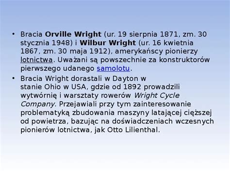 Prezentacja Bracia Wright Samolot Świat Prezentacji