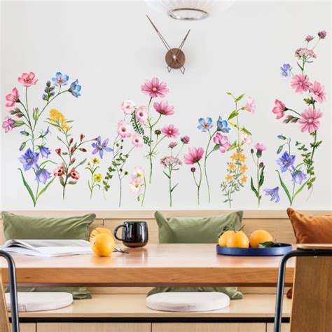 Colorful Flower Wall Decals Garden Flower Vine Wall Corner Stickers