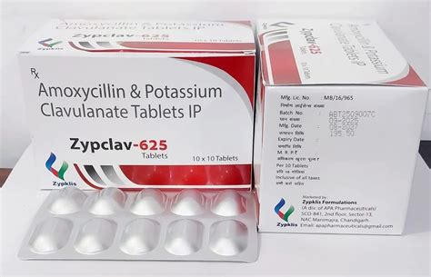 Zypclav 625 Amoxiclav 625 Mg Pack Size 10x10 Tablets At ₹ 1955box In