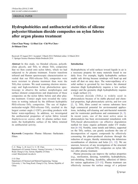 Pdf Hydrophobicities And Antibacterial Activities Of Silicone