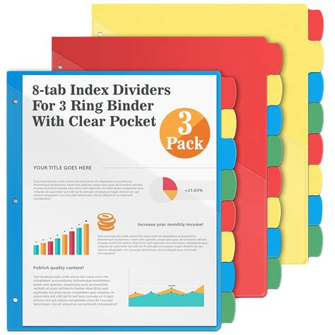 Buy Jyusmile 8 Tab Index Dividers With Front Pocket Plastic Dividers
