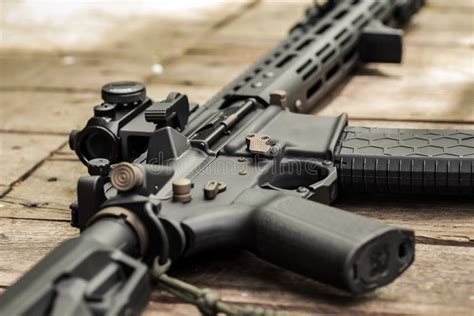 Ar15 Sniper Automatic Assault Rifle Weapon With Aim Sight And