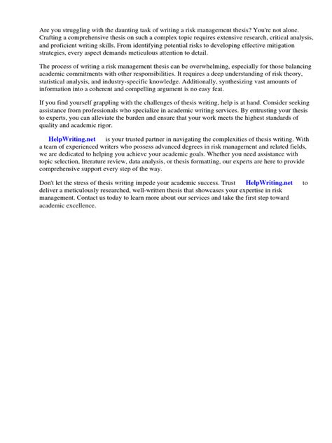 Risk Management Thesis Sample Pdf Risk Management Risk