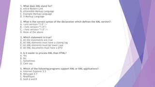 Quiz On XML PPT