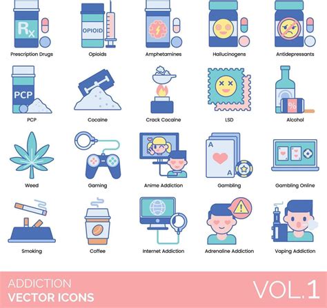 Addiction Icon Set 47195296 Vector Art At Vecteezy