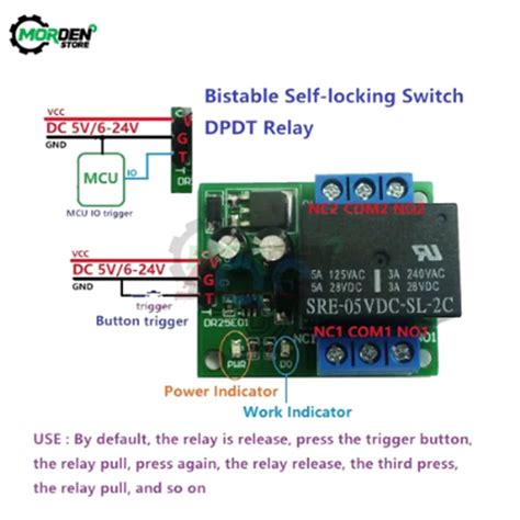 Dc V V V A Flip Flop Retesz Dpdt Relé Modul Biste Önzáró Dupla Kapcsoló Tábla Az Arduino