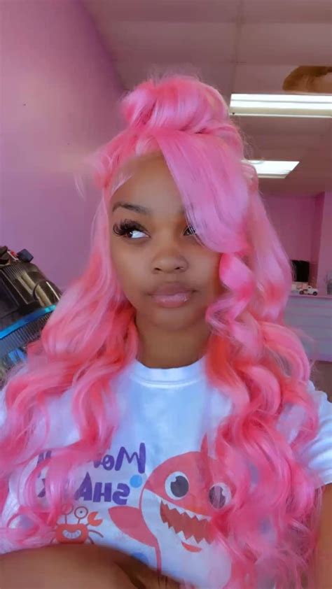 Pink Wig Install Hairstyle On Black Women Styles For Pink Wigs Cute