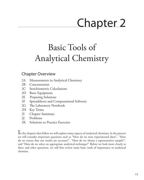 Chapter 2 Basic Tools Of Analytical Chemistry