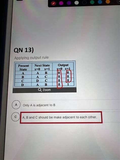 Solved Qn 13 Applying Output Rule A C Present Next State
