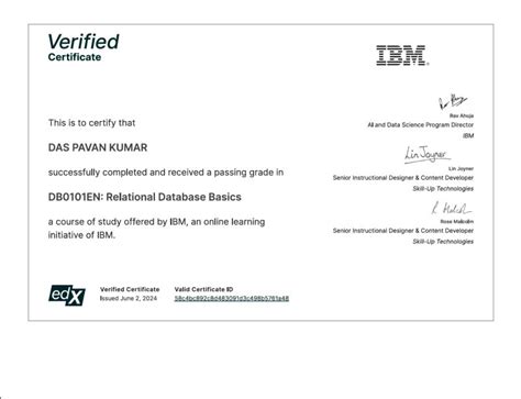 Das Pavan Kumar On Linkedin Database Sql Learning Edx Ibm