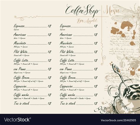 Coffee Shop Menu With Prices At Pamela Beeler Blog