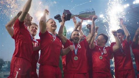 Football Finals Tournament Winning Team Celebrates Stock Footage Video