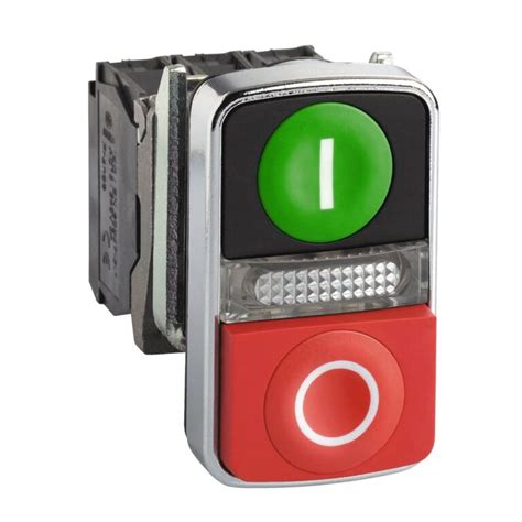 Xb4bw73731g5 Pulsador Doble Metalico Luminoso Rojo Salientestop