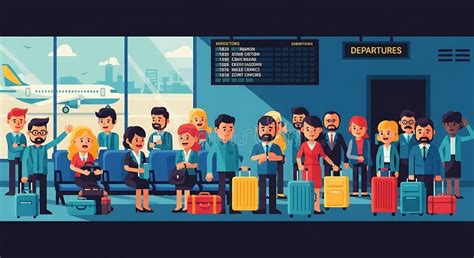 Airport Terminal Crowd Stock Illustrations 1802 Airport Terminal