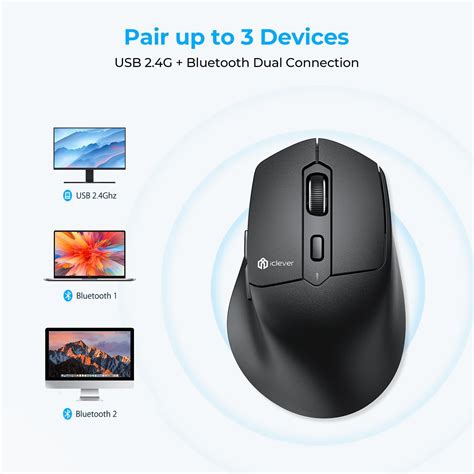 Iclever Mouse Md360 Type C Rechargeable Wireless Bluetooth Mouse Dual
