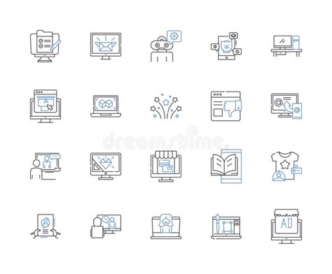Digital Media Agency Outline Icons Collection Digital Media Agency Web Marketing Social