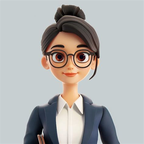 Premium Photo A Cartoon Character Of A Woman Wearing Glasses And A Suit