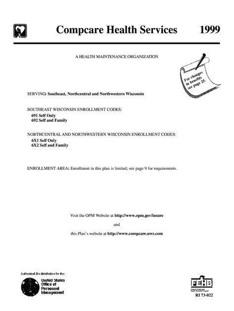 Compcare Health Services Office Of Personnel Management Opm Form Fill