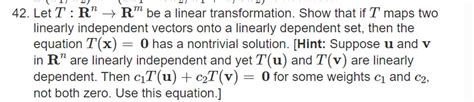 Solved Let T RnRm Be A Linear Transformation Show That If Chegg