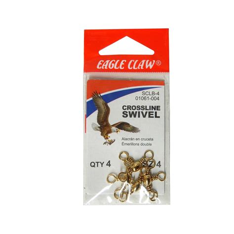 Eagle Claw Crossline Swivels Size 4 Brass Pack Of 4 01061 004