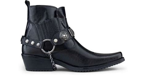Infinity Leather Leather Winklepicker Western Gothic Boots In Black For
