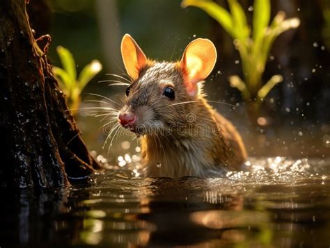 The Mouse Deer Coming To Small Pond In Wild Made With Generative Ai Illustration Stock
