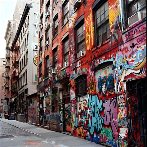 New York Streets Full Of Graffiti Premium Ai Generated Image