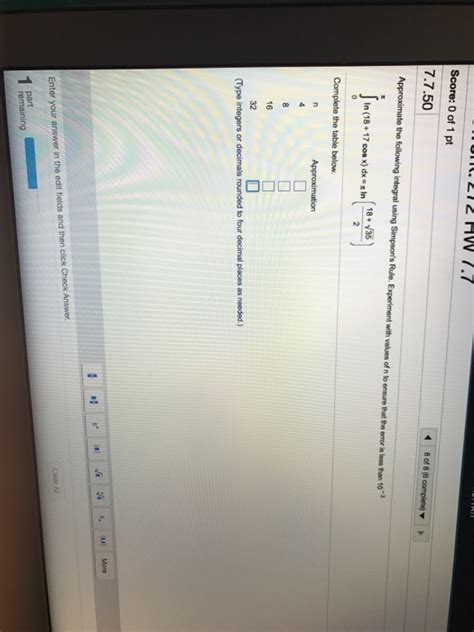Solved Approximate The Following Integral Using Simpson S Chegg