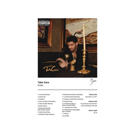 Drake Take Care Album Cover Poster Sold By Ben Moore Sku