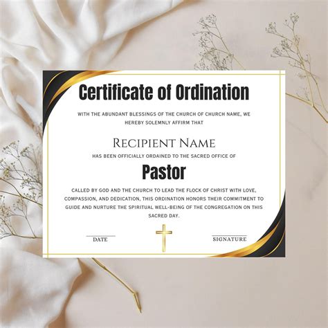 Editable Pastor Ordination Certificate Template Printable Gospel