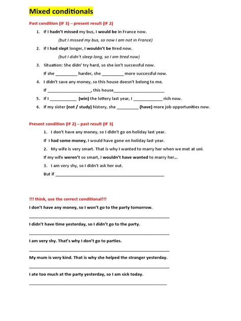Mixed Conditionals Pdf