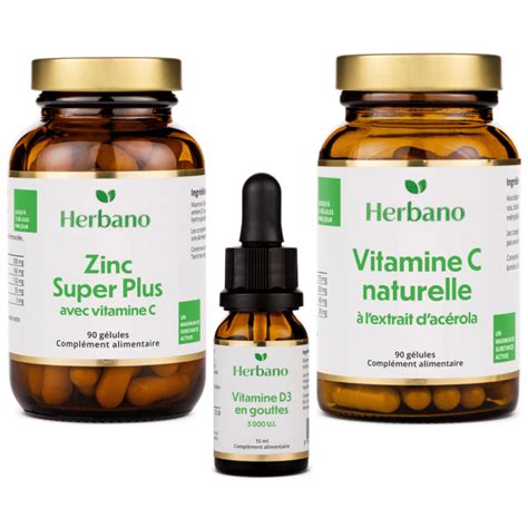 Pack De Force Immunitaire Avec Zinc Vitamines C Et D Herbano