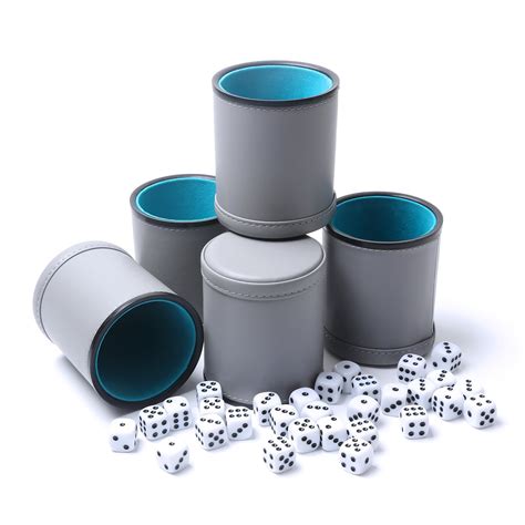 5 Pack Pu Leather Dice Cups Felt Lining Quiet Shaker