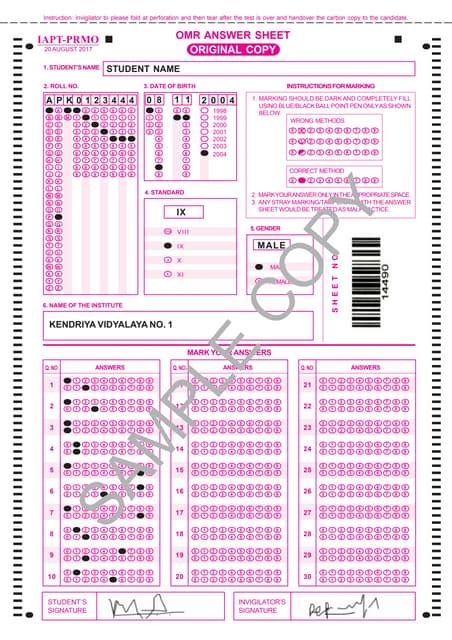 Sample Omr Sheet Marking Pdf